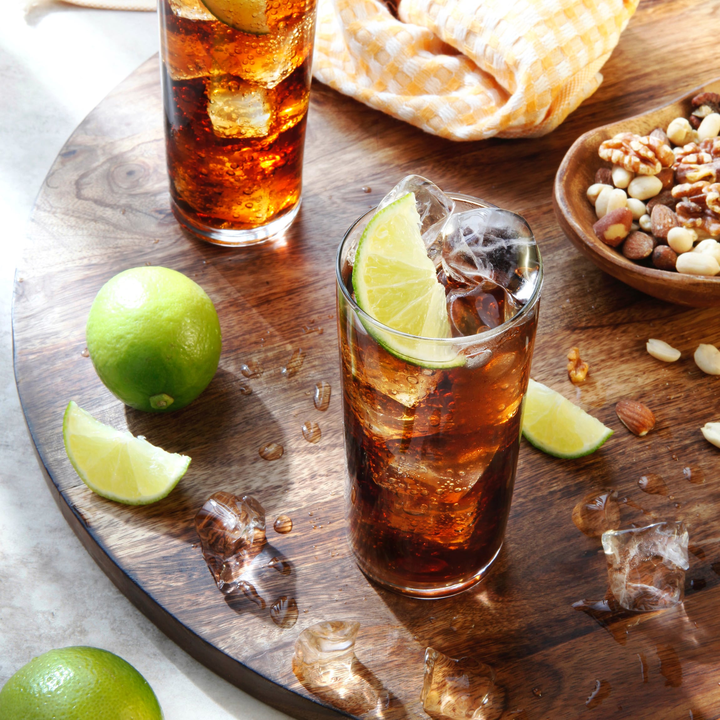 Cuba Libre Cuba Libre Cocktail On Table In Bar. Space For Text, New